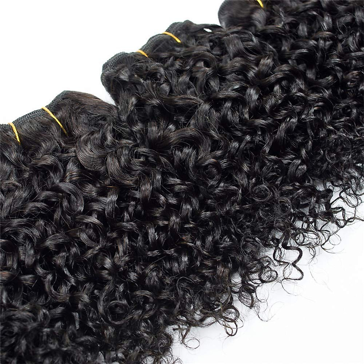 Selina Brazilian Curly Hair Bundles 4 Bundles Kinky Curly Short Human Hair Brazilian Virgin Human Hair 50 Gram/Bundle (8 8 8 8, Natural Color)