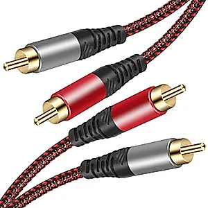 RCA Cable 5Ft,2Rca Male to 2-RCA Male Audio Stereo Subwoofer Cable [Hi-Fi Sound] Nylon-Braided Auxiliary Audio Cord for Home Theater, HDTV, Amplifiers, Hi-Fi Systems,Speakers and etc (5Ft)