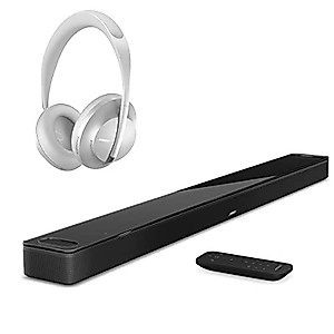 Bose Smart Soundbar 900, Black Headphones 700 Noise Cancelling Bluetooth Headphones, Luxe Silver