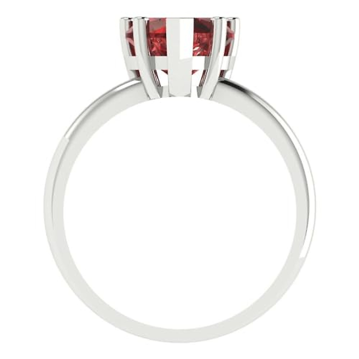 Clara Pucci 2.0 ct Heart Cut Solitaire Natural VVS1 Red Garnet 5-Prong Engagement Bridal Promise Anniversary Ring 18K White Gold Size 11