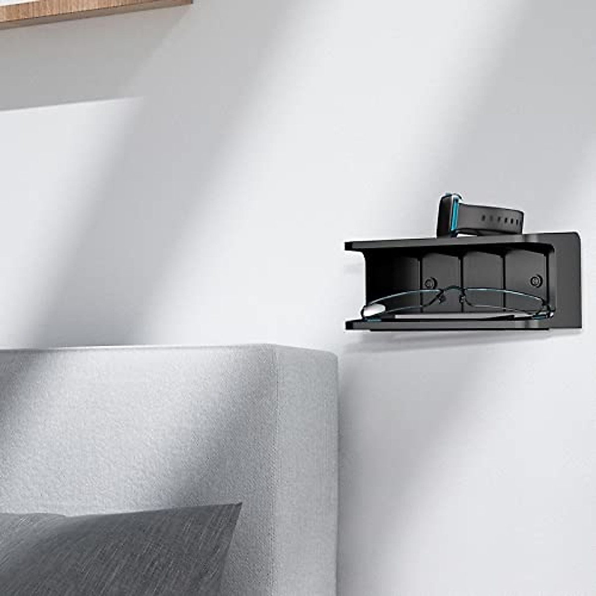 Bedside Shelf Organizer, Universal Double Layer Wall Shelves, ABS Floating Stand, Bedroom Rack Organizer Shelf, Double Layer Storage Wall Mount Shelf for Kitchen, Dorm, Bedside Wall Shelf