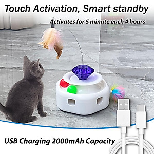 KugobarNe 4 in1 Automatic Laser Cat Toy, Interactive Kitten Toy Cat Laser Pointer Toy, Fluttering Butterfly Electronic Cat Toy, Moving Ambush Feather, Track Balls, Cat interactive Toys for Indoor Cats
