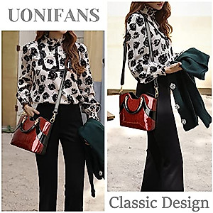 Womens Fashion Handbags Patent Leather Elegant Tote Crossbody Shoulder Bag Top Handle Bags (Red)