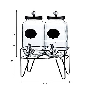Style Setter Manchester Beverage Dispenser Set of 2 Cold Drink Dispenser w/ 3.1 Liter each