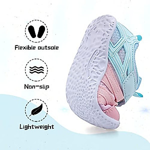 Toddler Girls Shoes Baby Girl Summer Tennis Shoes Barefoot Grip Sneakers Girl Sandals for Toddlers Baby Mesh Velcro Size 5-5.5 Pink/Blue