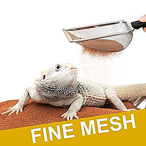 Petpetzone 2PCS Reptile Sand Sifter Stainless Steel Terrarium Substrate Cleaner for Bearded Dragon Tank Accessories Scoopers