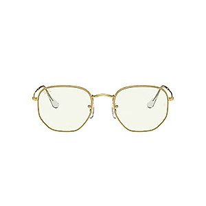 Ray-Ban RB3548 Hexagonal Glasses, Legend Gold/Clear Blue Light Filtering, 51 mm