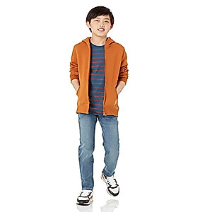 Amazon Essentials Boys' Fleece Zip-Up Hoodie Sweatshirt, Black, X-Small