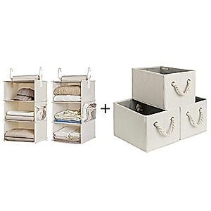 StorageWorks Two 3-Shelf Separable Closet Hanging Shelves with 3-Pack Storage Bins