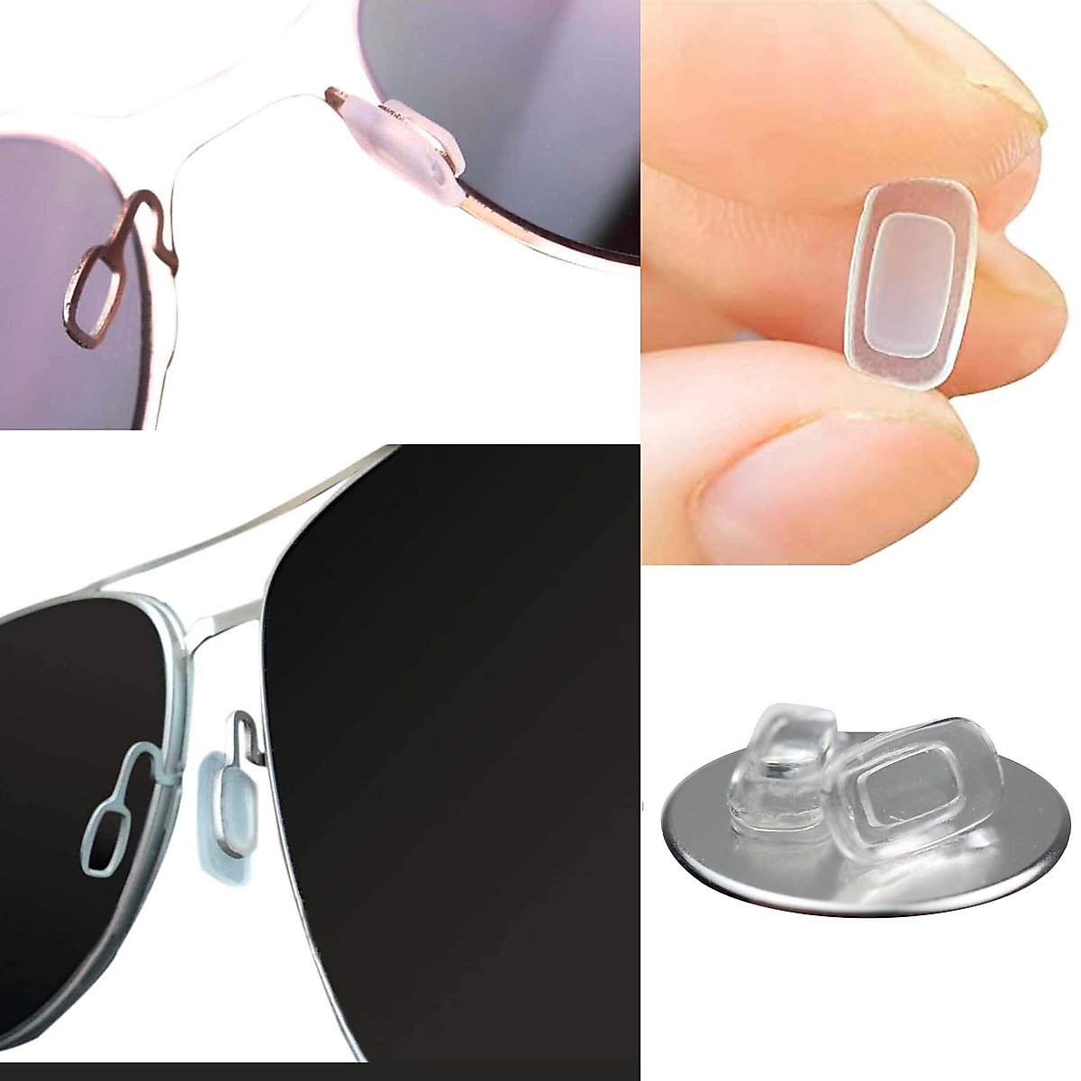 GMS Optical Premium Grade Soft Silicone - Rectangle Shaped Nose Pads (Slide/Push-in) 11MM (5 Pair, Rectangle - Clear (11mm))