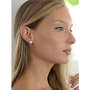 Mariell Gold Cubic Zirconia Crystal Wedding Clip On Stud Earring for Women, 2 Carat CZ, Birthday Gift
