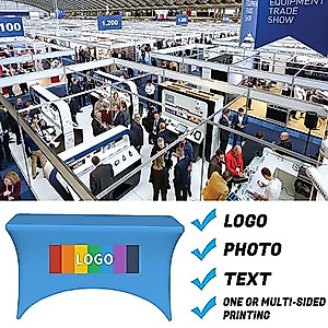 Custom Tablecloth 6FT, Personalized Customized Table Cloth Table Cover with Logo Text Photo for Universal Rectangular Tables, Washable Fitted Stretch Table Protector for Indoor Outdoor Events, Party