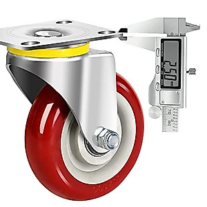 Castors Swivel Castor Wheels Industrial Plate Casters, for Furniture Table Shopping Cart Trolley Workbench, Silent Caster for Furniture, 2 Casters with Brake and 2 Without Brake Castor Wheel (Color :