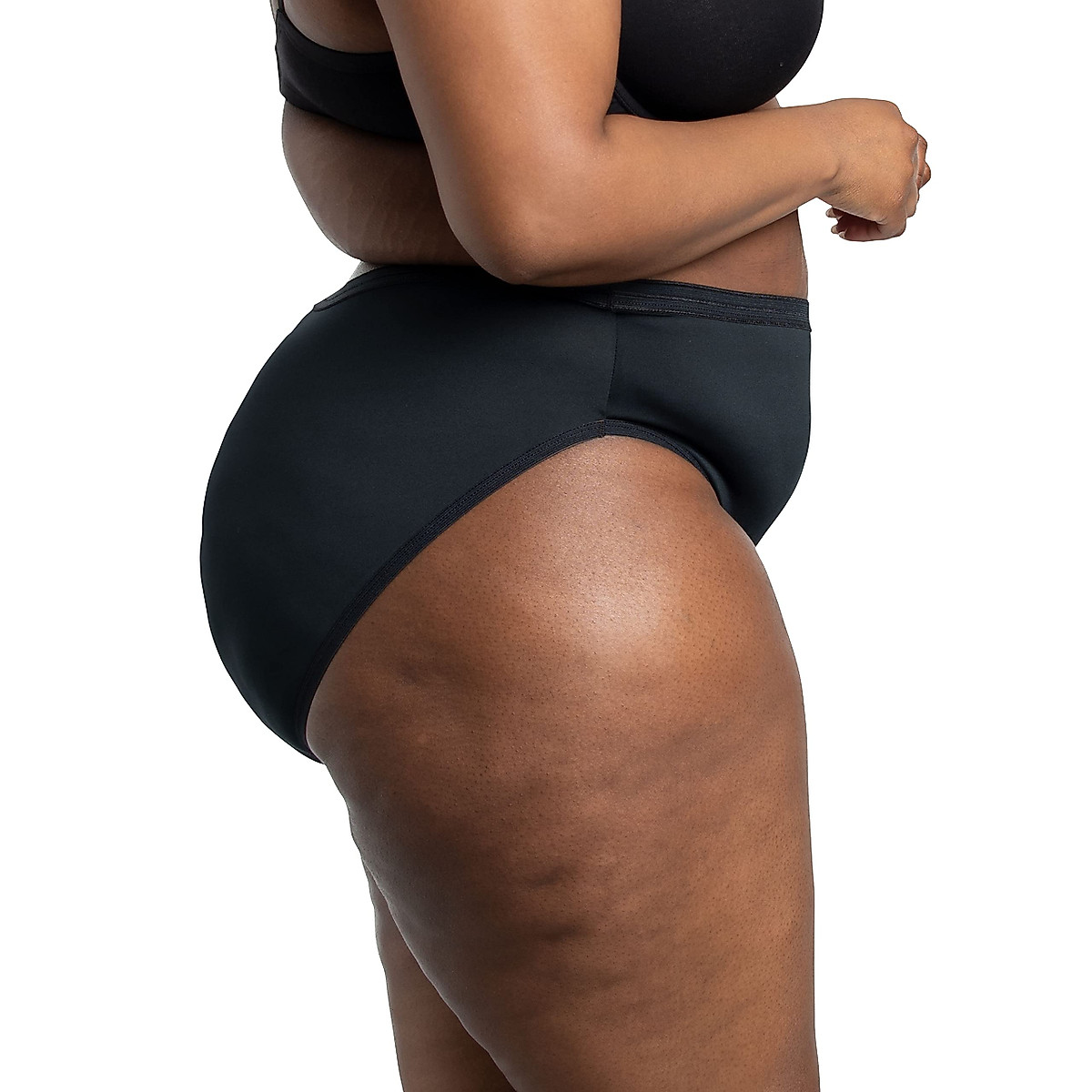 Fruit of the Loom Women's Lightweight Microfiber Underwear, Smooth Under Clothes, Available, Plus Size Hi Cut-10 Pack-Black/White/Purple, 11