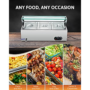 Wilprep Commercial Food Warmer for Parties Hotels Restaurants,1200W Buffet Server and Warmer,3pc Electric Warming Tray or Sauces,Catering with 3 Stainless Steel Chafing Dishes,Silver(3 pan)