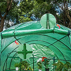 Sundale Outdoor Greenhouse Large Gardening Walk in Green House, with Waterproof PE Cover and Zipper Door, Plant Green House, 116.5" x 77.2" x 74.8"