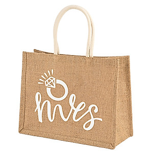 PARBEE Wedding Gift Bag Bridal Shower Jute Tote Bags, Gift Bag for Engagement, Bachelorette, Wedding Party, Honeymoon - Mrs