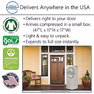 Ethical Mattress CO 10" Toxin-Free Hybrid Mattress, Made in USA with Organic Cotton, Wool, Latex & Pocketed Coils (Mattress-in-a-Box) Comfortable & Supportive for All Ages - King Size