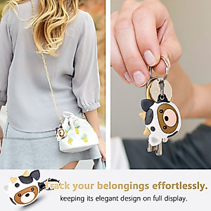 GOLLEY Compatible with AirTag Case Keychain，Apple Air Tag Case ,Airtag Holder, Silicone Protective case Secure Holder with AirTag Key Ring (Bear in Cow Hat )