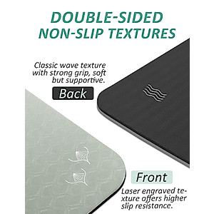 Yoga Mat with Strap, 1/3 Inch Extra Thick Yoga Mat Double-sided Non Slip, Professional TPE Yoga Mats for Women Men, Workout Mat for Yoga, Pilates and Floor Exercises