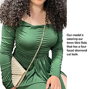 Rolo Purse Chain Diamond Cut Crossbody Shoulder Strap (9mm) Polished - Gold (40" / 100cm)