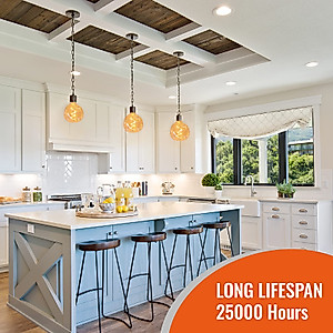 OMED S125 Oversized LED Edison Bulb Large, 5 Watt 400 Lumens 2200k Warm Yellow Large Edison Light Bulb, Amber Glass Decorative Large Globe Dimmable E26 Bulbsfor Pendant Lighting, 1 Pack