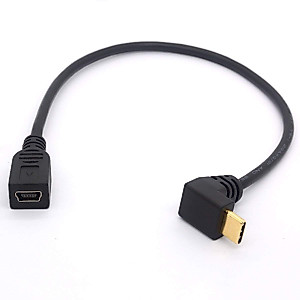 GLHONG USB Type C to Mini 5-Pin Adapter, 1ft/25cm, Right Angled, Male-to-Female, USB 2.0