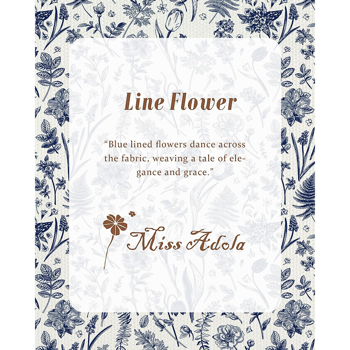 Miss Adola Aesthetic Canvas Tote Bag with Inner Pocket for Women, Cloth Cotton Totes Bag with Pattern for Shopping, Gym, Blue Line Flower