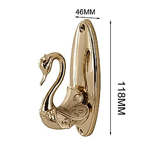 OULII Metal Wall Hook Curtain Drapery Holdbacks Coat Hat Hook Set of 2 (Golden Swan)