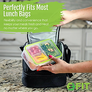 Bento Box Lunch Containers for Adults & Kids (4 Pack, 39 oz) - Lunch Box Meal Prep Containers with Lids - Microwave, Freezer, & Dishwasher Safe, Leakproof Reusable Food Prep Containers, 3 Compartments