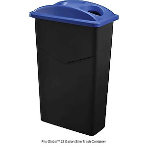 Global Industrial Bottles & Cans Recycling Lid for Slim Trash Container, Plastic, Blue