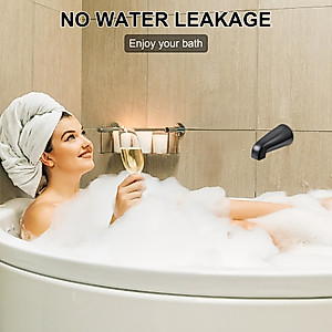 Dreyoo Universal Bath Tub Spout with Adapter Bathroom Bathtub Faucet Spout Without Diverter, Fits for 1/2'', 3/4'' IPS Inside Thread Connection and Tub/Shower Faucet Brands 5" Length(Matte Black)