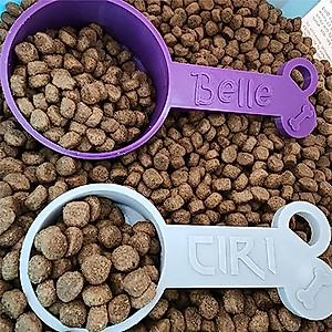 Personalized Name Dog Scoop, Custom Pet Food Measuring Cup 3D Print Pet Paw Design Kibble Scooper Food Dispenser Food-Grade Pet Food Feeding Scoop Dishwasher Safe (Style 2)