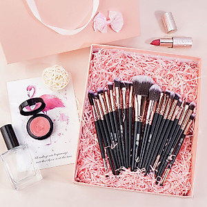 Makeup Brushes Set, 20 Pcs Professional Travel Make Up Brushes, Foundation Eyeshadow Blush Brush, Kabuki Blending Concealers Face Powder Eye Makeup Brush Sets（Black Gold)