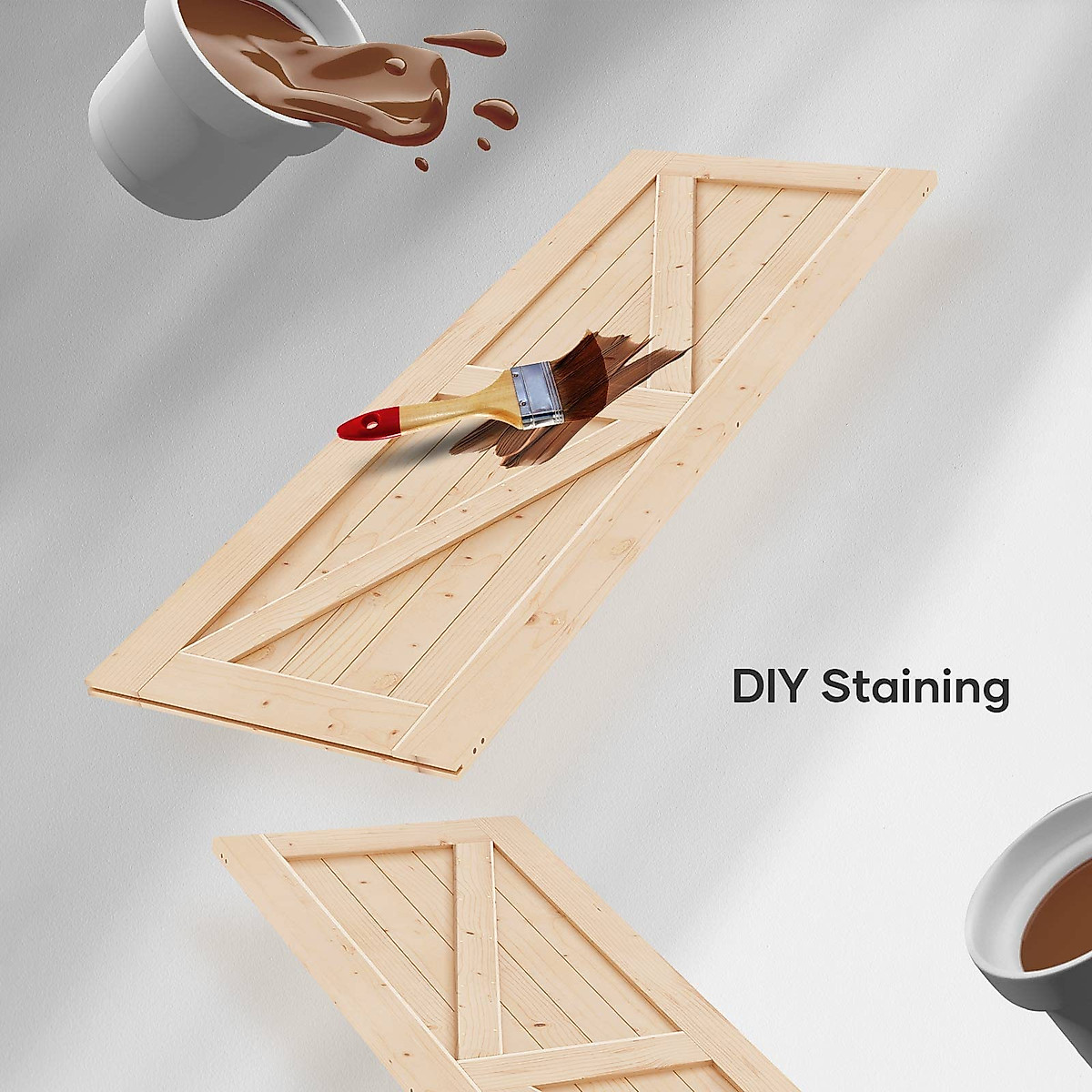 EaseLife 32in x 84in Sliding Barn Door with 5.5FT Barn Door Hardware Kit & Handle Included,DIY Assemblely,Easy Install,Interior Rooms & Storage Closet,K-Frame