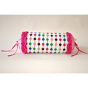 Bacati - Botanical Sanctuary Multicolor Pink Pearl String Neck Roll Pillow