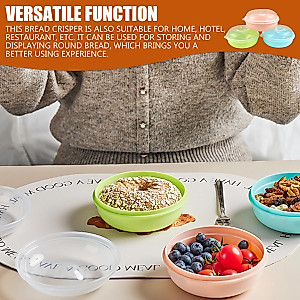 DOERDO 3Pcs Round Bagel Storage Container, Donut Keeper Holder, Round Microwave Safe Containers for Home Kitchen, 3Colors, 5.4x5.4x2.7Inch