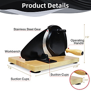 Manual Bread Slicer Versatile Hand-Crank Bread Slicer Manual Rotary Bread Slicer stainless steel slices for Butter, Chocolate, Sausage etc Adjustable Width 0.78'' for Homemade & Commercial Use