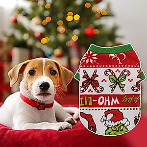 leasote Christmas Dog Sweater - Cute Santa Claus Elk Snowflake Pattern Warm Pullover Holiday Dress Up Streetwear Pet Shirt Puppy Soft Printed Sweater for Christmas Party Red XS