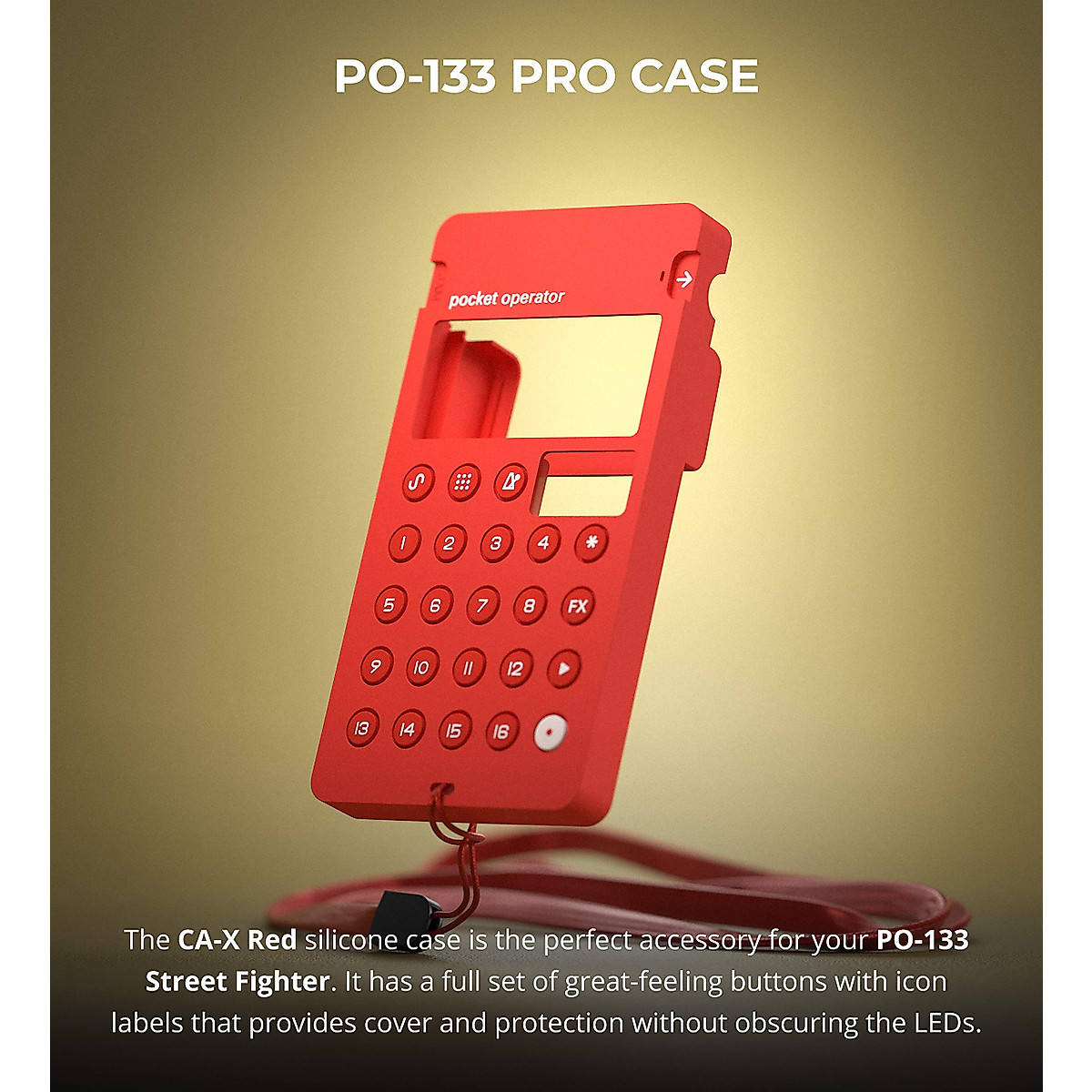 teenage engineering CA-X silicon pro-case for pocket operators with built-in battery protection and anti-slip feet (red)
