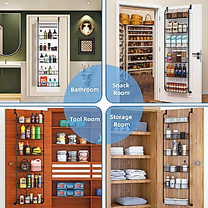 OTTOLIVES 6-Tier Over the Door Pantry Organizer Rack, Door Shelf Organizer with 6 Full Baskets, Heavy-Duty Metal Hanging Storage Door Spice Rack - Storage, Closet, Bathroom, Kitchen