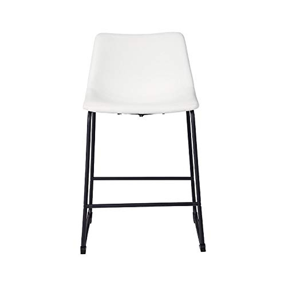 Signature Design by Ashley Centiar Urban Industrial 23.75" Counter Height Bucket Seat Barstool, 2 Count, White