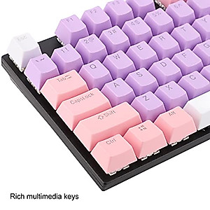 ciciglow Mechanical Gaming Keyboard, 87 Keys 26 RGB Color Backlit Ultra Slim Wired USB Keyboards with Blue Switch, Waterproof Wired USB Keyboards, 26 Kinds of Backlight Mode Switching(Pink