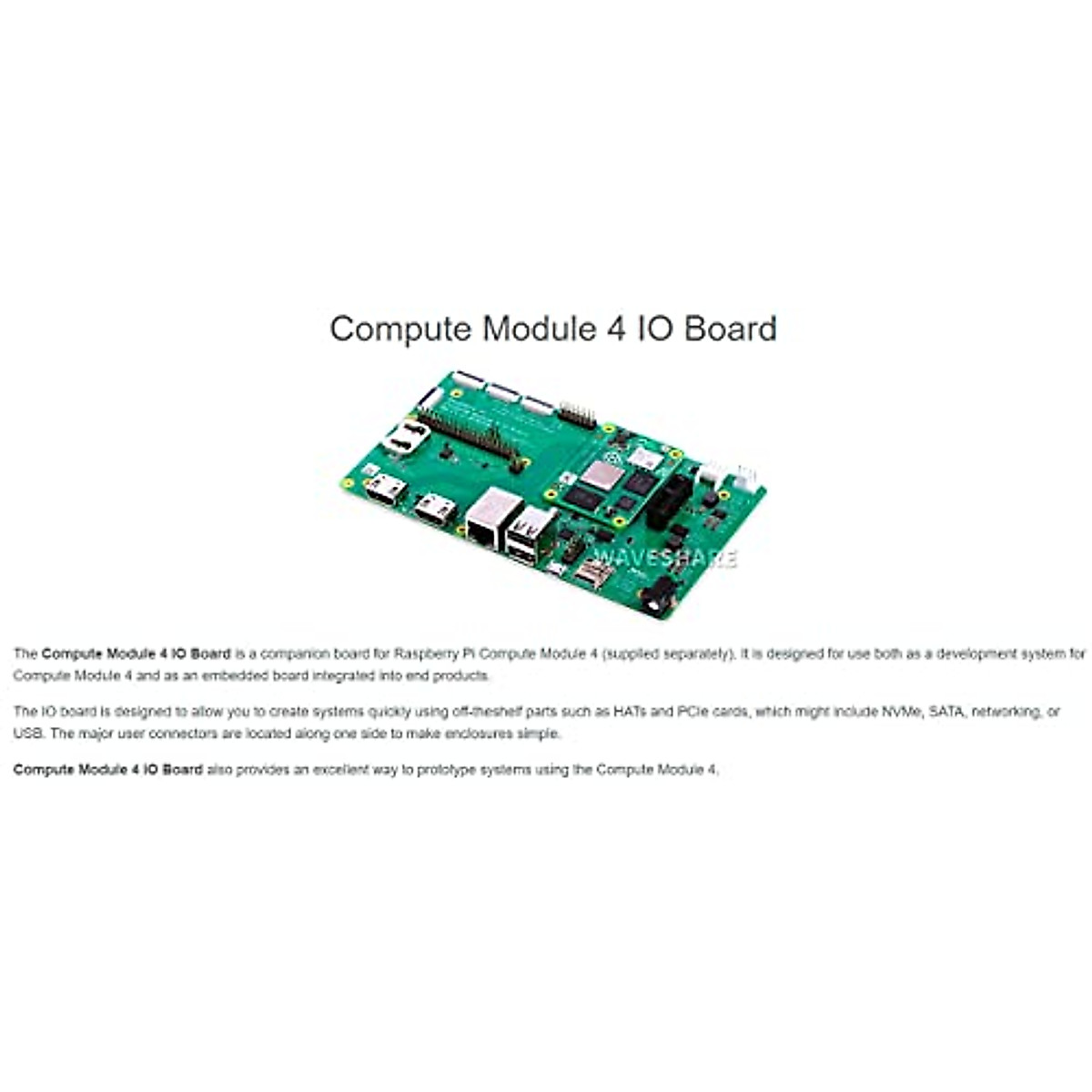 waveshare Original Raspberry Pi Compute Module 4 IO Board for All Variants of Compute Module 4,with Real-Time Clock Dual MIPI DSI/CSI Interfaces,USB Connectors