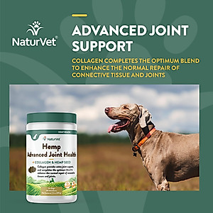 NaturVet Hemp Advanced Joint Health Dog Supplement Plus Hemp Seed – Helps Support Joint Health in Dogs – Includes, Collagen, Glucosamine, MSM, Chondroitin, Omegas – 60 Ct.