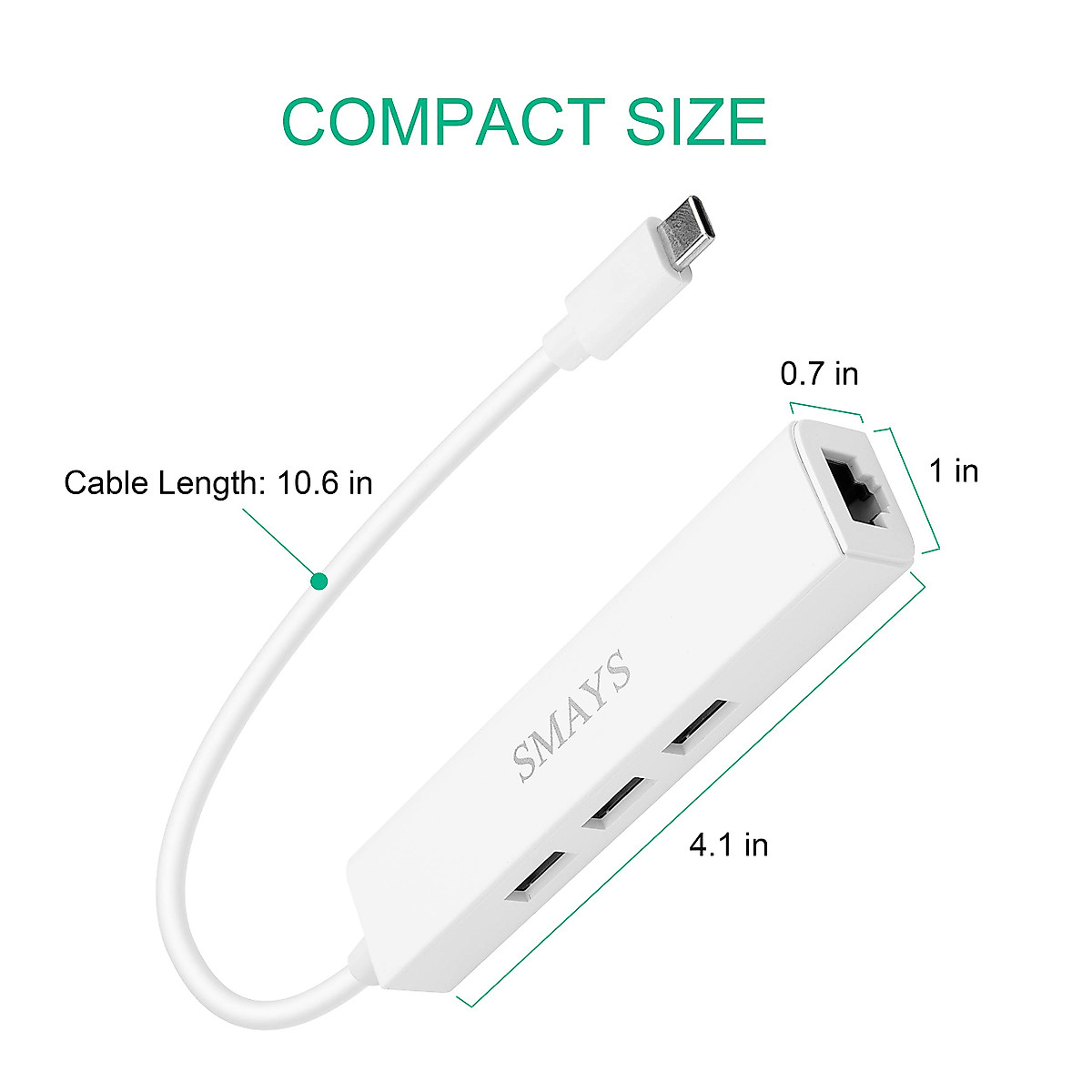 Ethernet Adapter Compatible with Samsung Galaxy Tab A 10.1 (2019), Tab A7, Tab S4, Tab S5e Android Tablet - with 3-Port Charging OTG HUB, Host USB C Cable