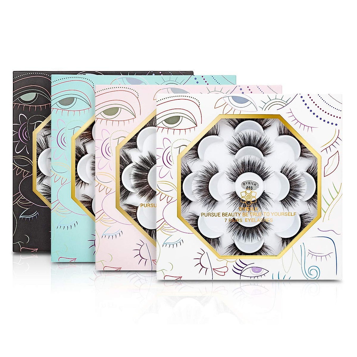 DYSILK Mink Lashes Fake Eyelashes - Wispy Lashes 7 Pairs Faux Mink Eyelashes 6D Lashes Natural Look Pestañas Postizas Wispy Eyelashes Fluffy Lashes Reusable Dramatic Lashes |002