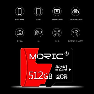 512GB High Speed Micro SD Card with Adapter Memory Card for Phone,Game Console,Dash Cam,Camcorder,Surveillance,Drones