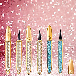 2020 Upgraded Self-adhesive Eyeliner,2 in 1 Eye Liner Pen Diamond Bling Glitter Liquid Eyeliner No Glue, Non Magnetic, Eye Liner for Eye Makeup and Wear Normal False Eyelashes (Queen Pearl White)