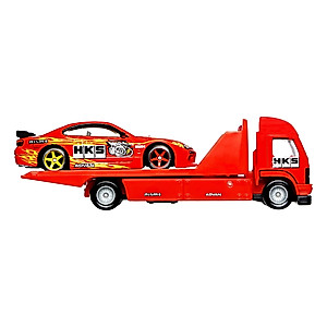 Hot Wheels Team Transport Fleet Flyer & Nissan Silvia S15, Celebrates Racing Experience & Car Culture, Premium Vehicles, 1:64 Scale Car & Transport, Gift for Race Fans & Toy Car Collectors